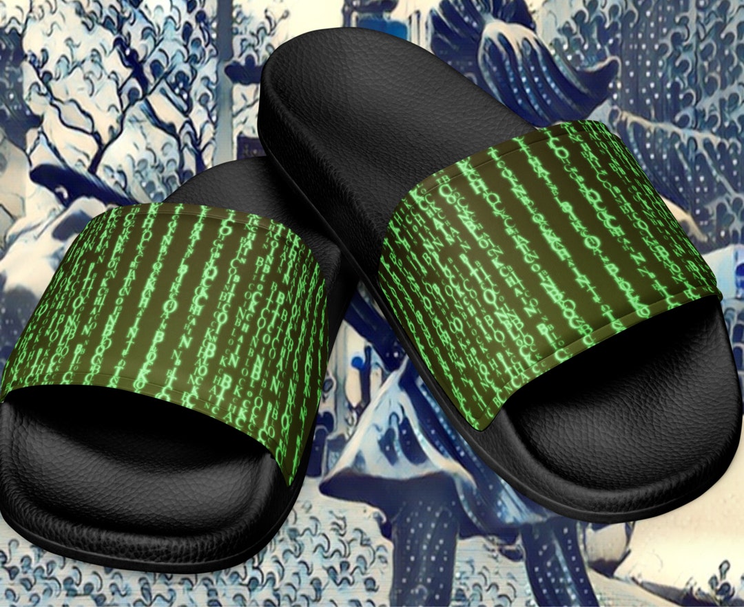 Bitcoin Blockchain Matrix Code Mens Sandal Slides Crypto - Etsy