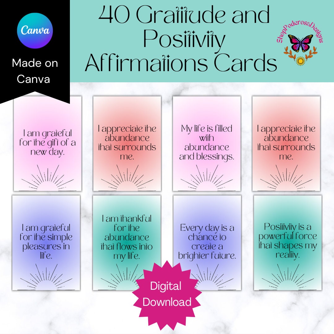 40 Affirmation Cards on Gratitude and Positivity Optimism - Etsy