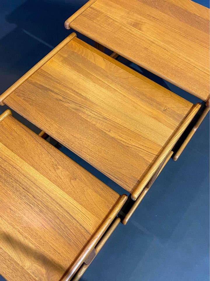 1960s Danish Solid Teak Nesting Side End Tables - Etsy