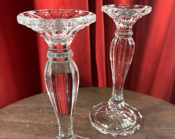 Pair of Vintage Godinger Crystal Glass Candlestick Holders, Godinger ...