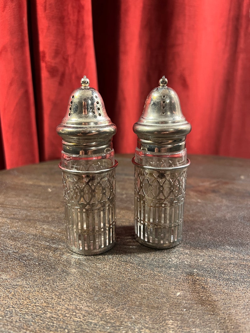 Art Deco-style Detailed Sterling Silver Cage and Top Salt & Pepper ...