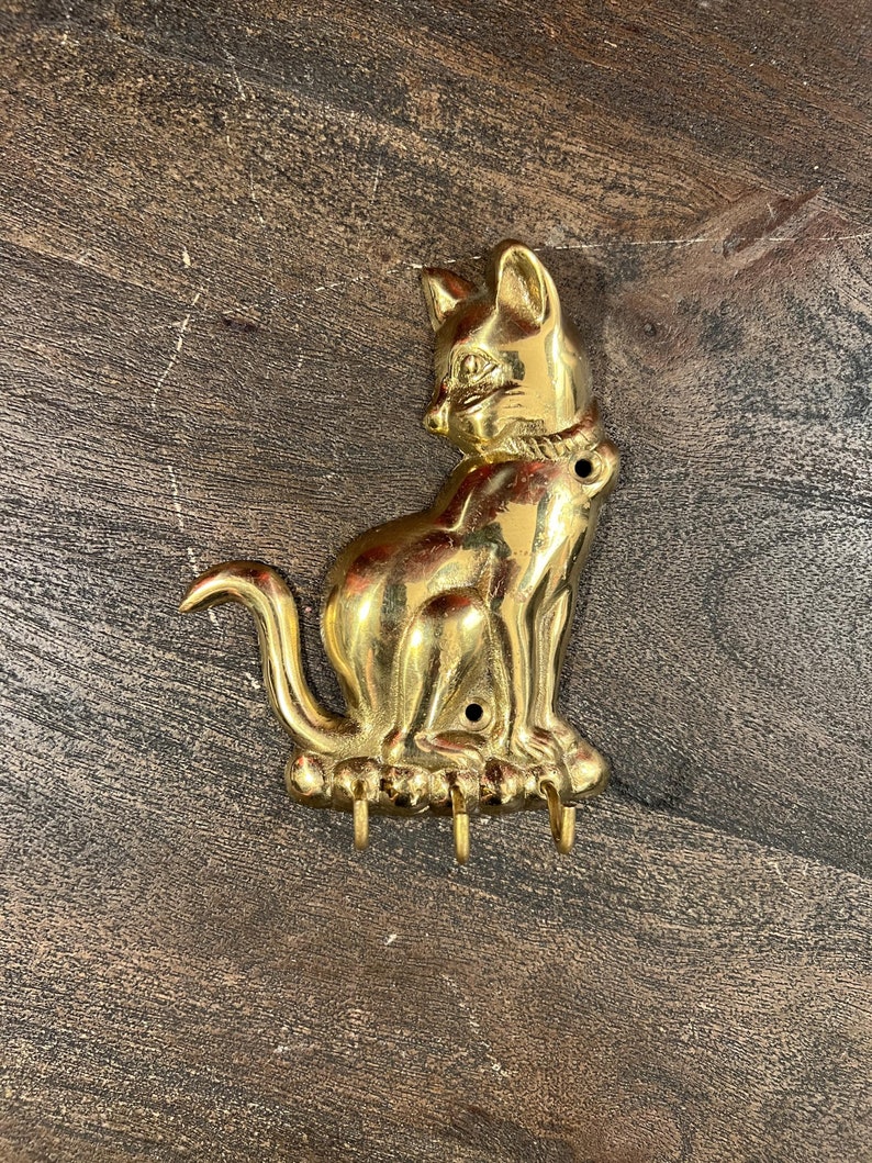 Vintage Brass Cat Kitten Key Holder / Brass Cat Key Hook - Etsy