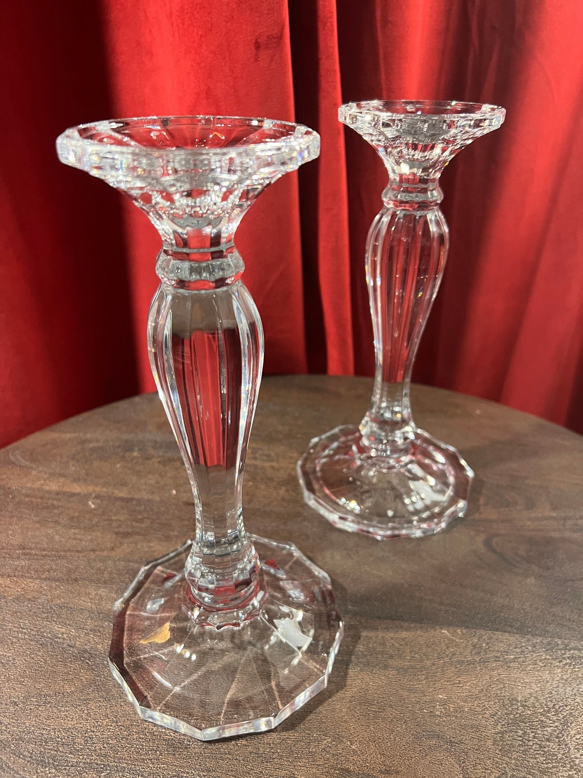 Pair of Vintage Godinger Crystal Glass Candlestick Holders, Godinger ...