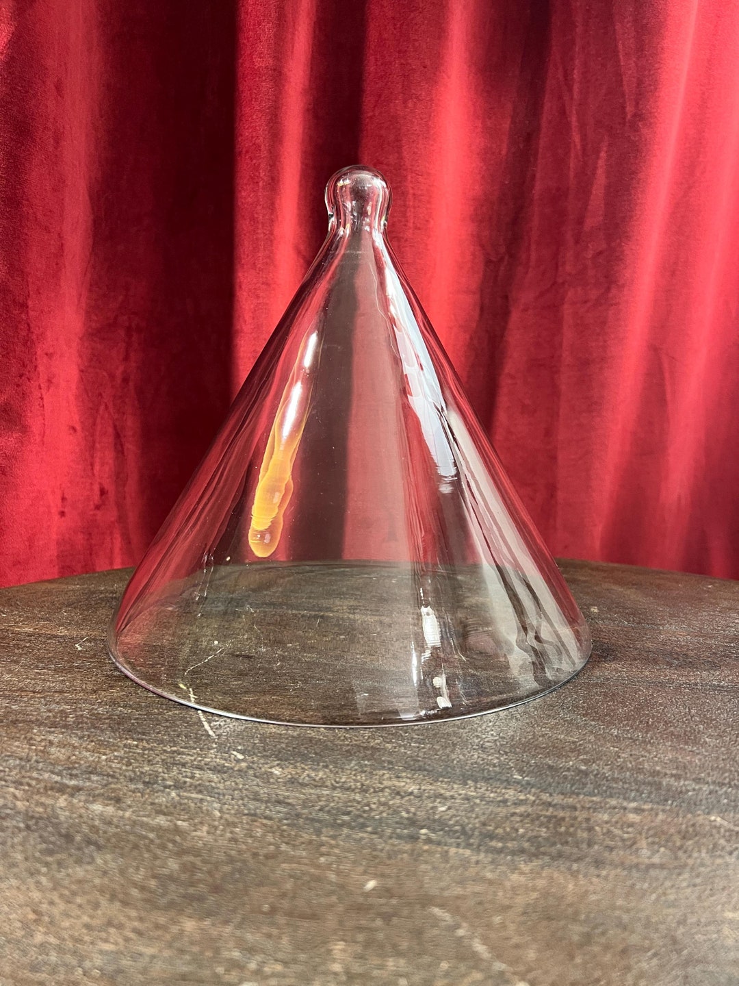 Cone Bell Shape Hand-blown Clear Glass Cloche Jar Dome Display Lid ...
