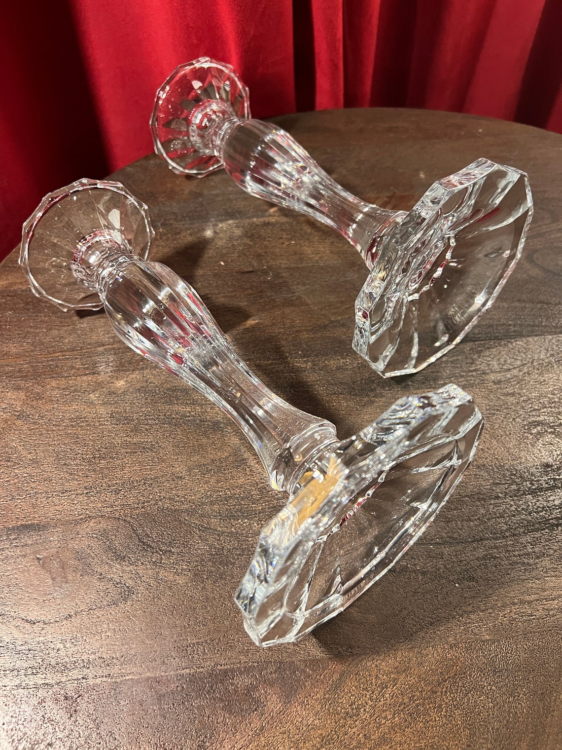 Pair of Vintage Godinger Crystal Glass Candlestick Holders, Godinger ...