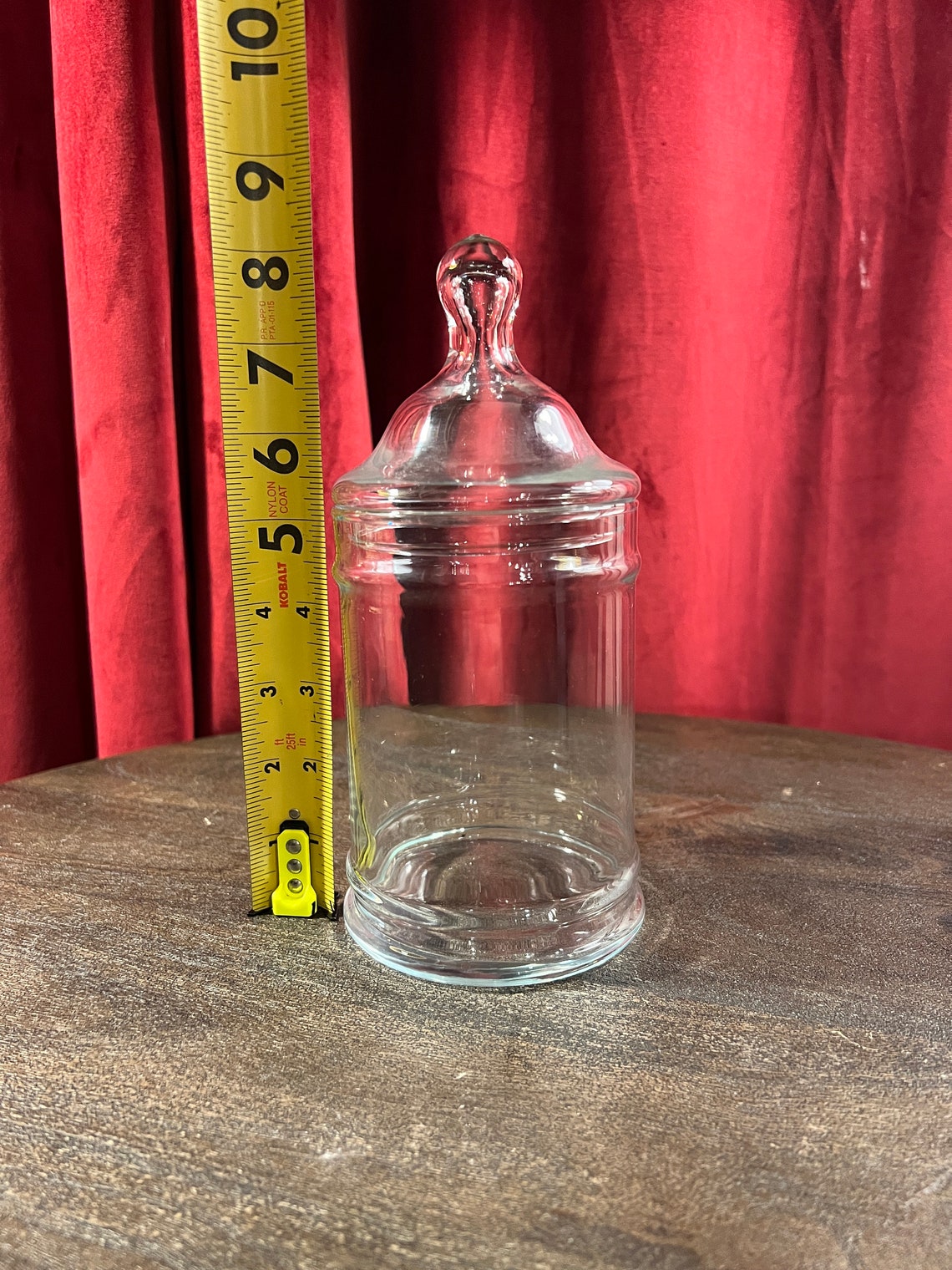 Vintage Clear Glass Apothecary Jar With Lid, 8 Tall Oddities, Candy ...