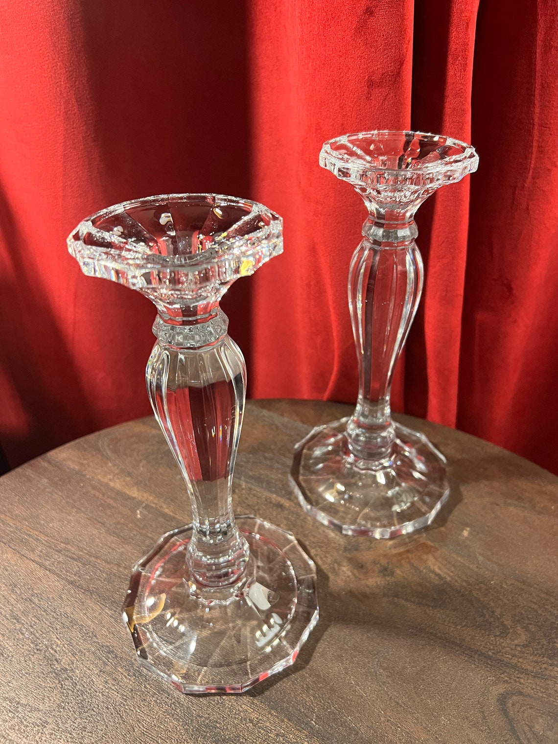 Pair of Vintage Godinger Crystal Glass Candlestick Holders, Godinger ...
