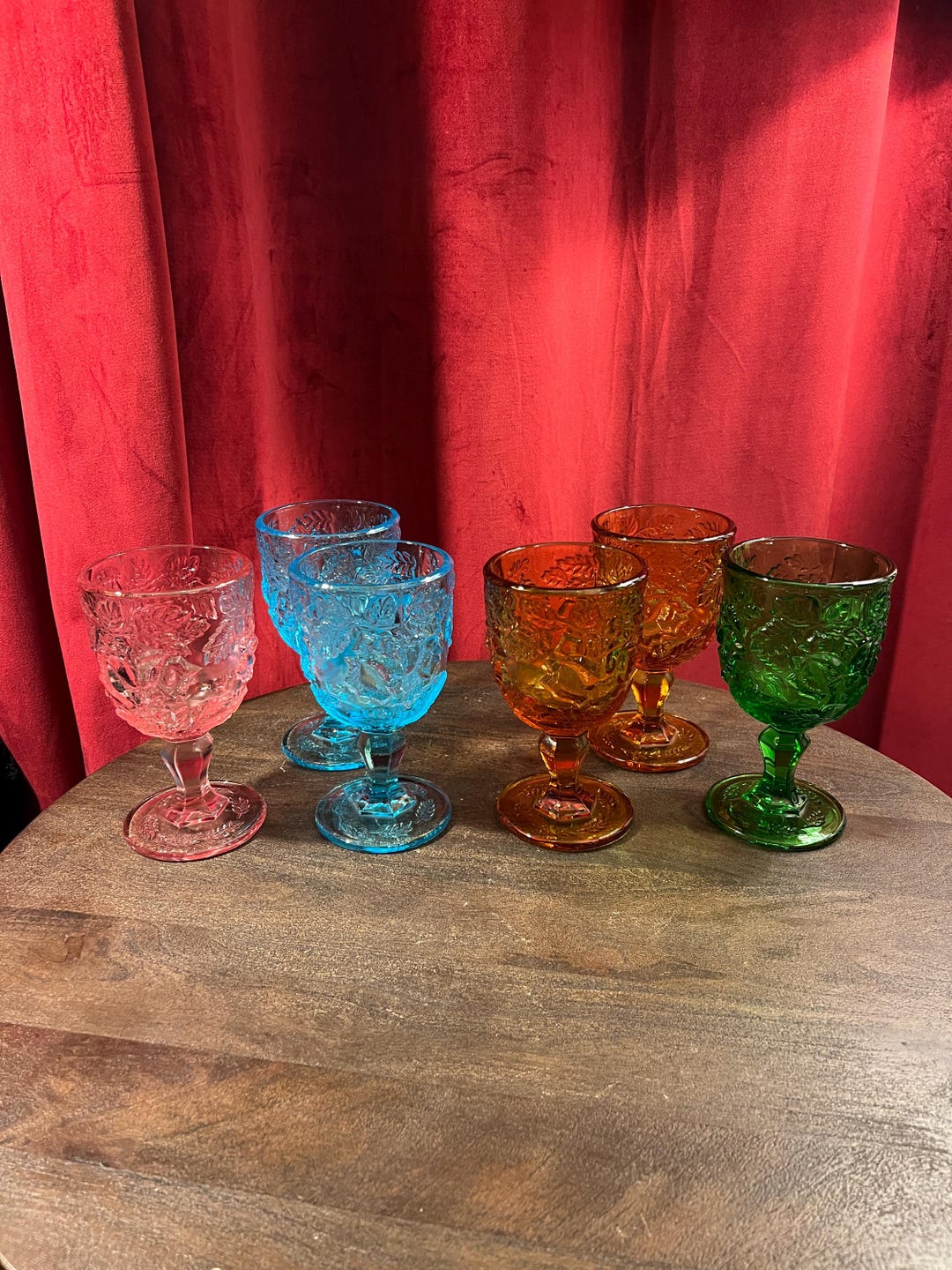 Vintage Fenton Madonna Inn Flat Wild Rose Goblets Goblets Multicolored ...