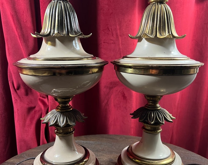 Set of 2 Stiffel Torchiere / Buffet Table Top Vintage Lamps || Hollywood Regency / MCM / Mid ...