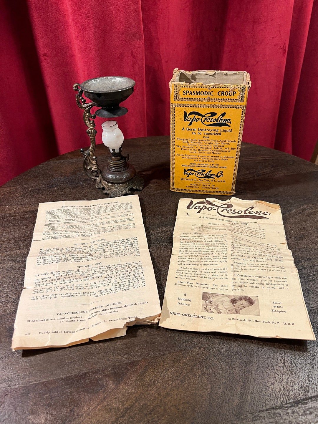 Antique Vapo-cresolene Medical Vaporizer With Original Glass Lamp ...