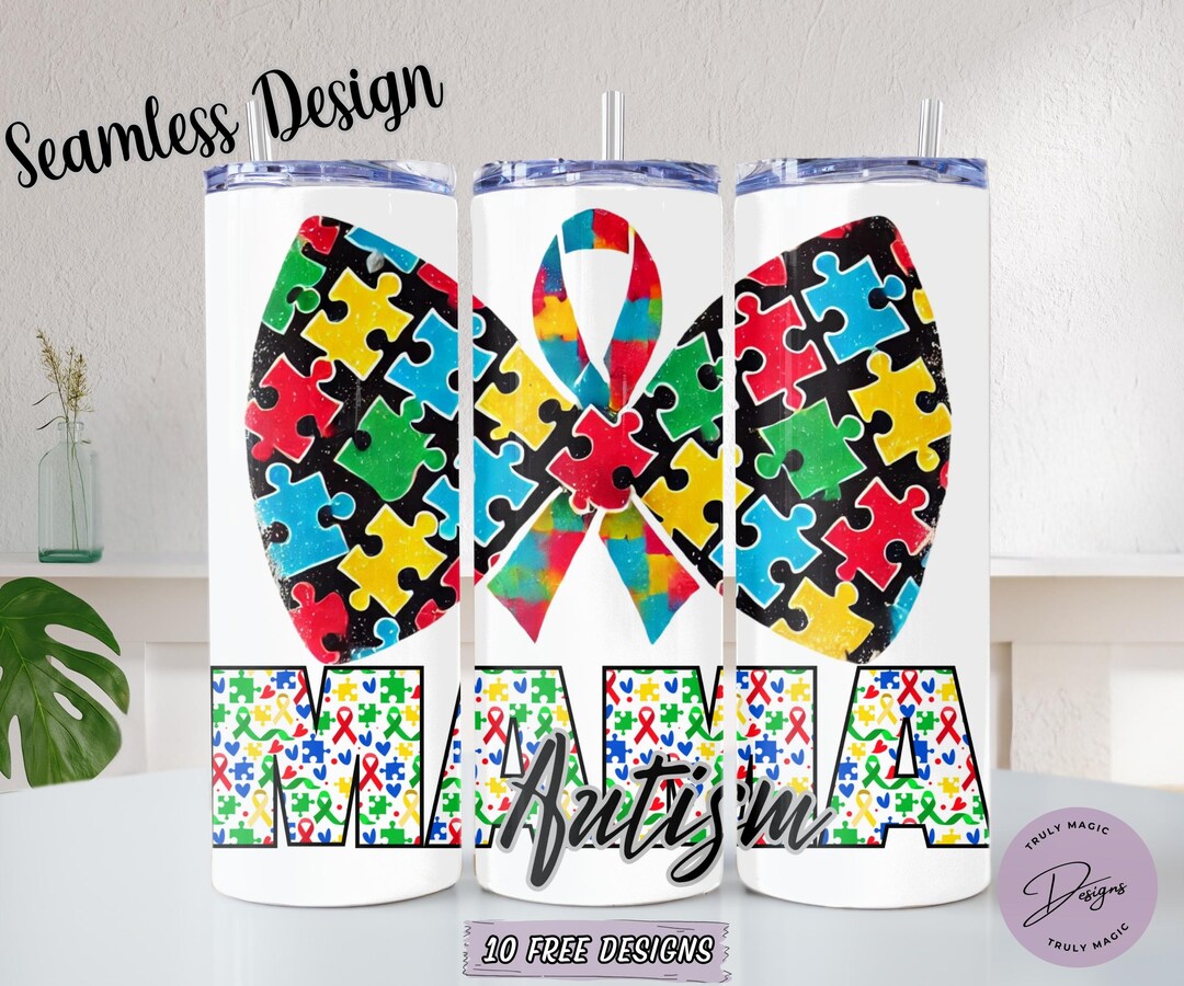 Coquette Autism Bow Mama Png, Autism Awareness Ribbon Design (digital ...