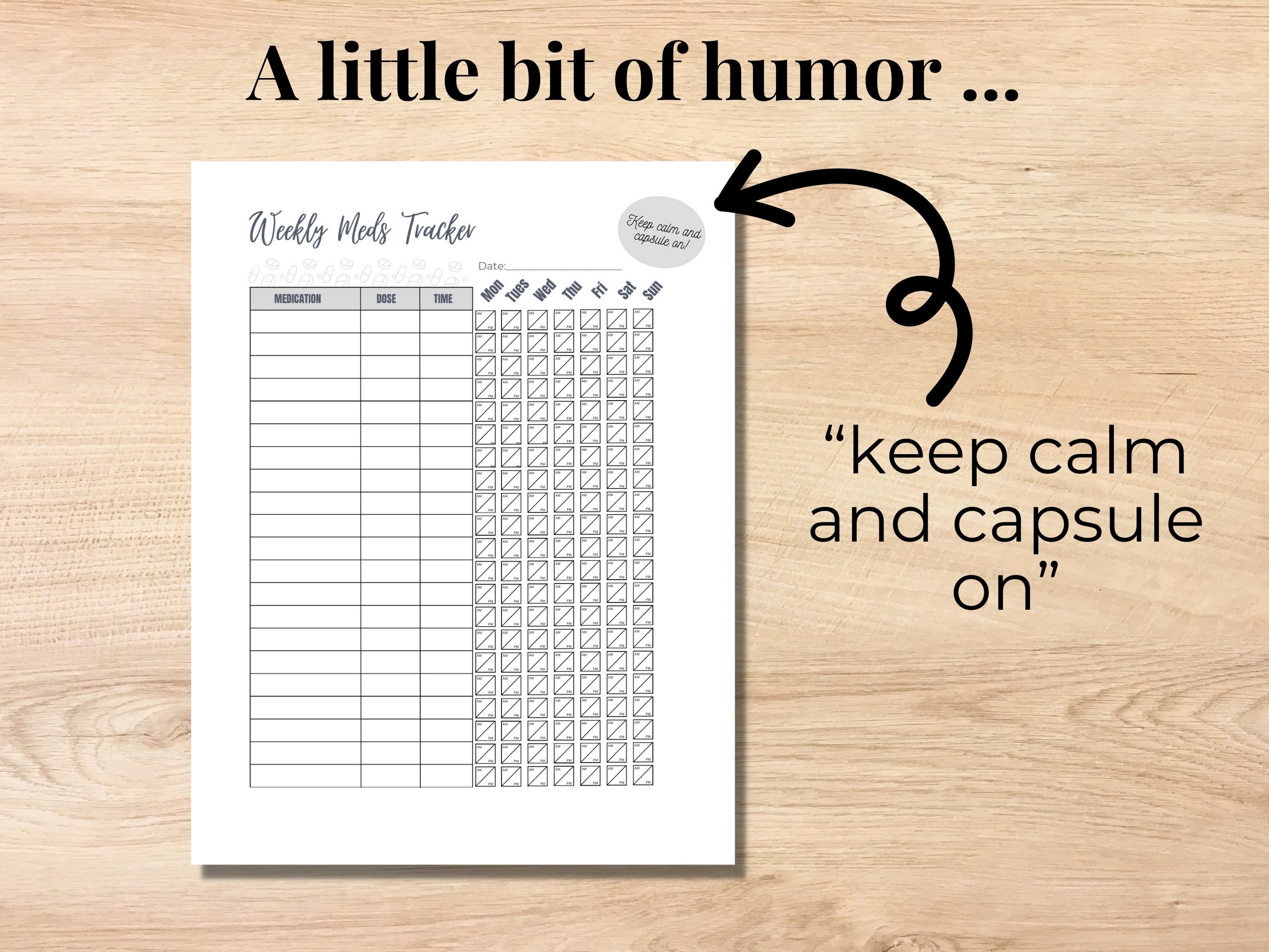 Medicine Tracker Printable, Daily Pill & Supplement Chart (digital ...