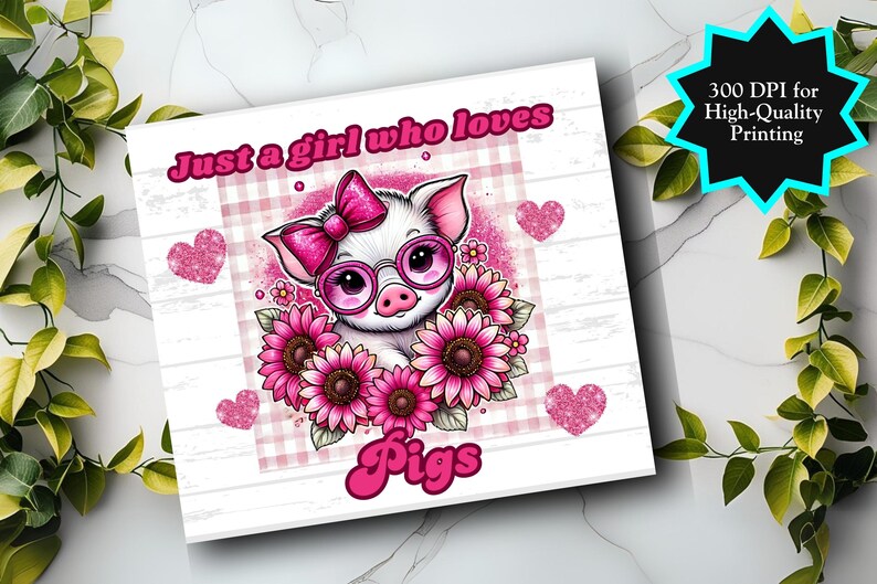 20oz Skinny Cute Pig Tumbler Wrap, Girly Pig Design, Loves Pigs 20 ...