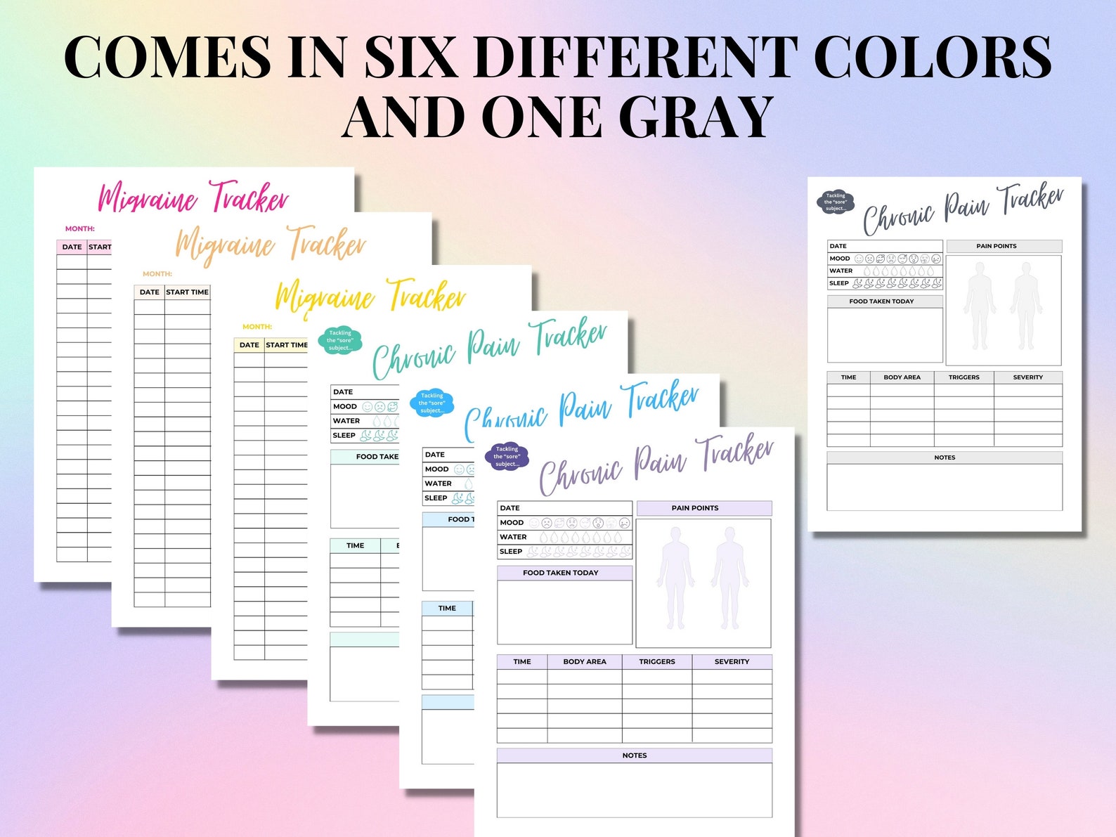 Chronic Pain Log Chart Printable Migraine Tracker Daily Tracking Sheet ...