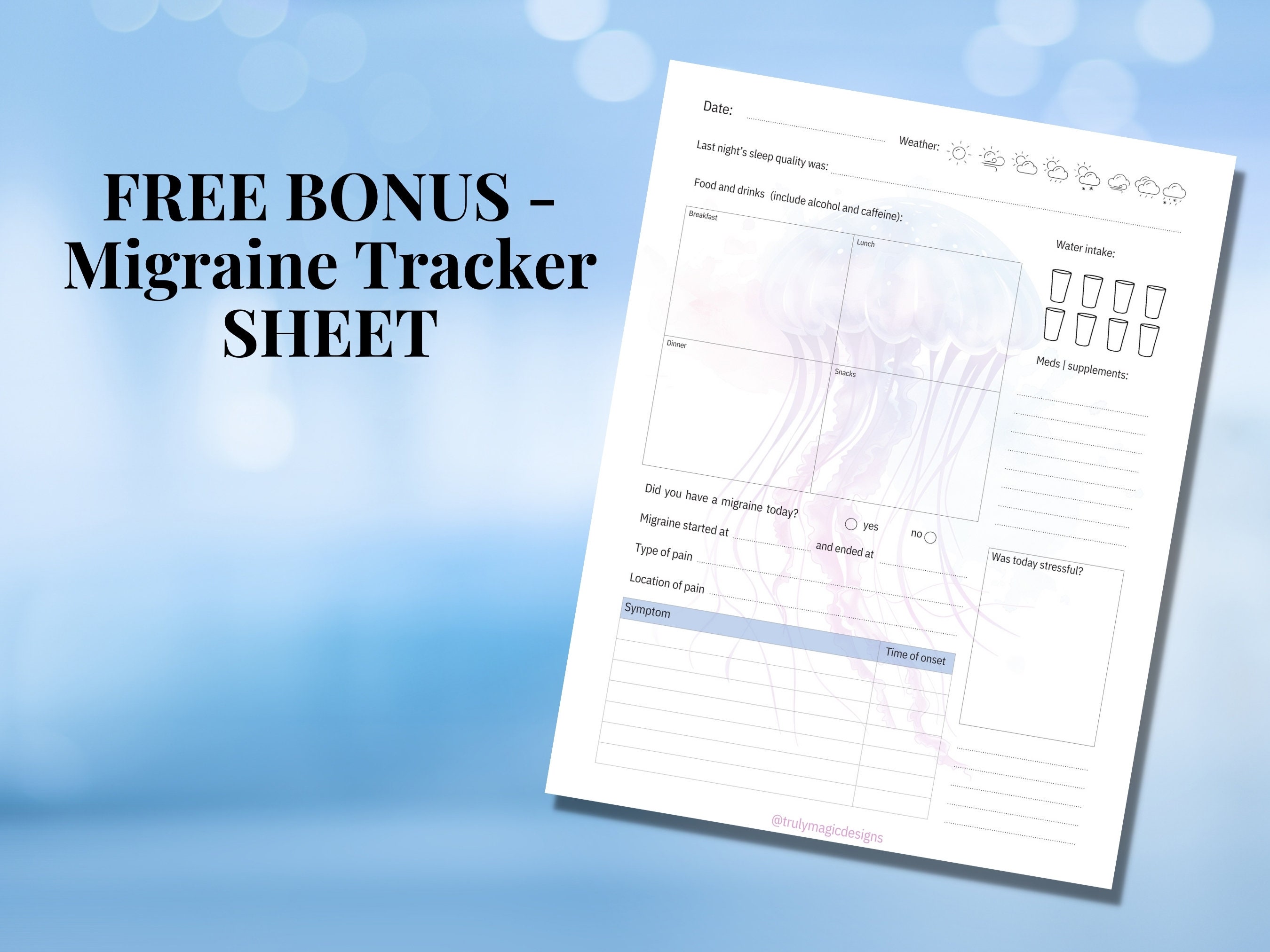 Migraine Journal Printable - Headache Diary & Pain Tracker - Instant ...