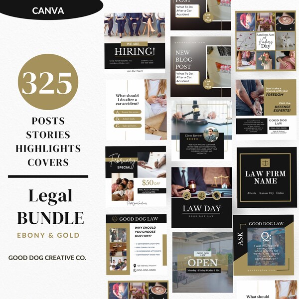 100 Modern Lawyer INSTAGRAM Posts Attorney Instagram CANVA Templates ...