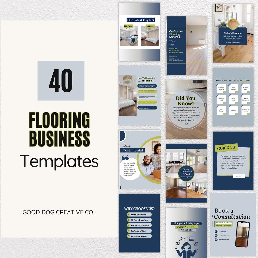 Flooring Contractor Social Media Templates, Hardwood Instagram Posts ...