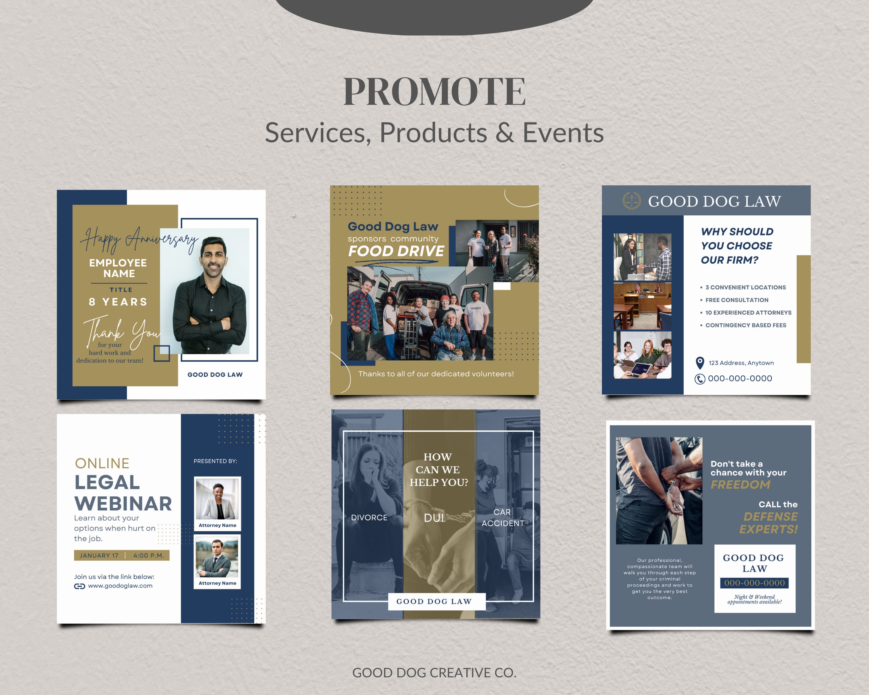 Law Firm Social Media Templates, Lawyer Facebook Post, Editable Canva ...