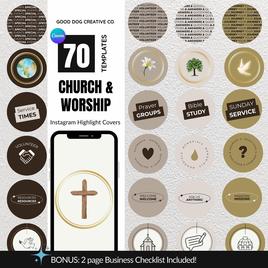 Church Instagram Highlight Templates | Religious Social Media Canva ...