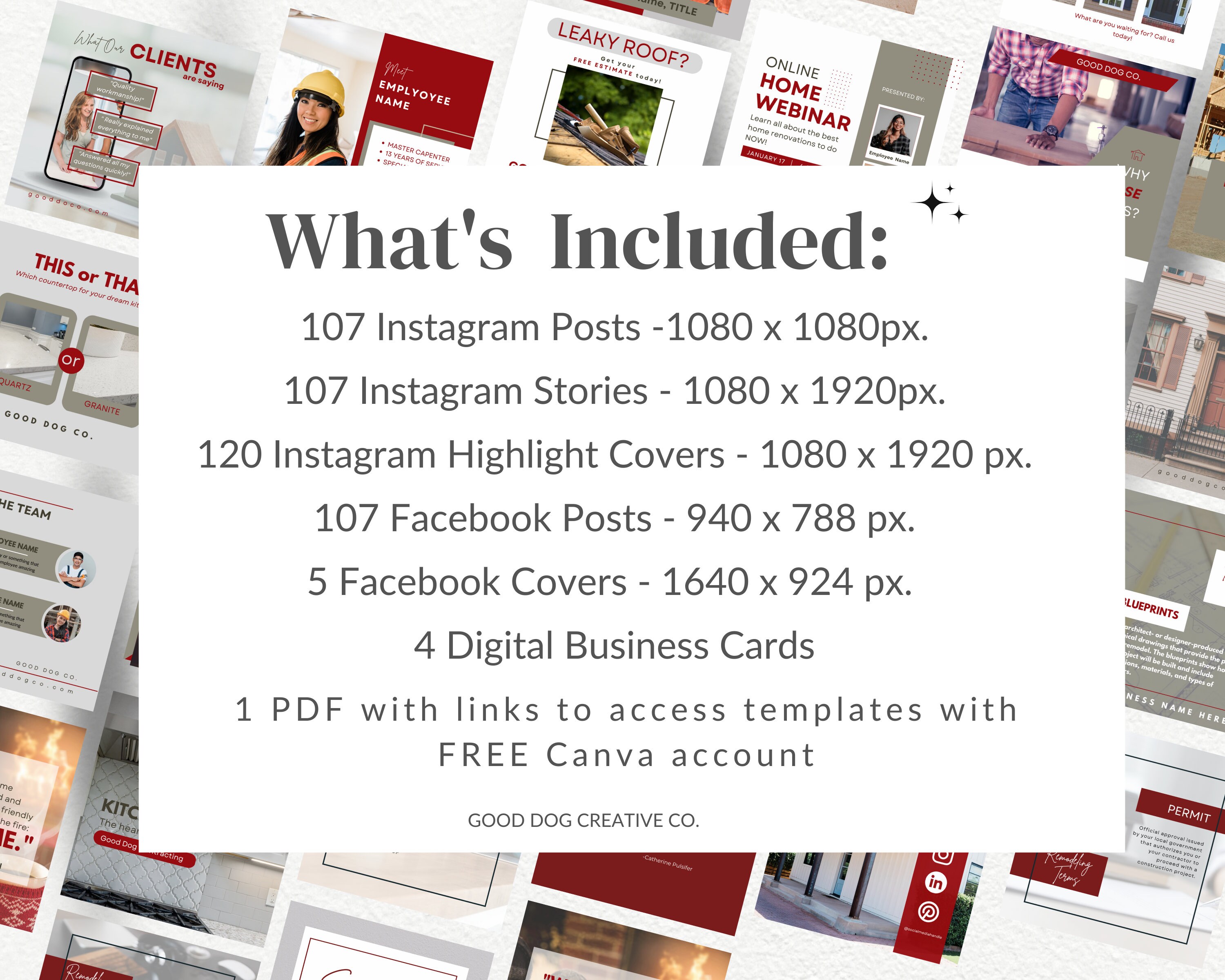 Small Business Instagram Templates Contractor Social Media - Etsy