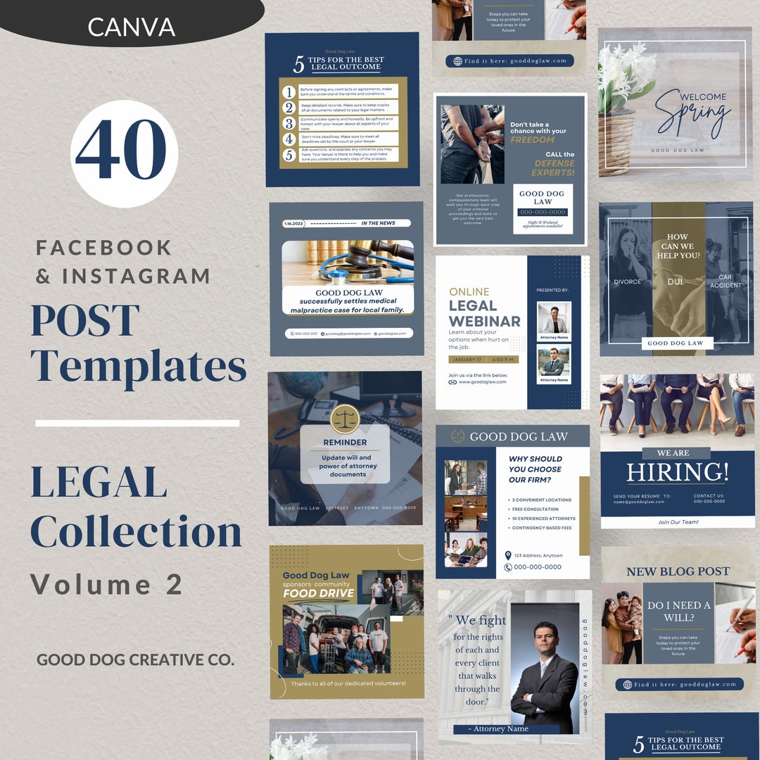 Law Firm Social Media Templates, Lawyer Facebook Post, Editable Canva ...
