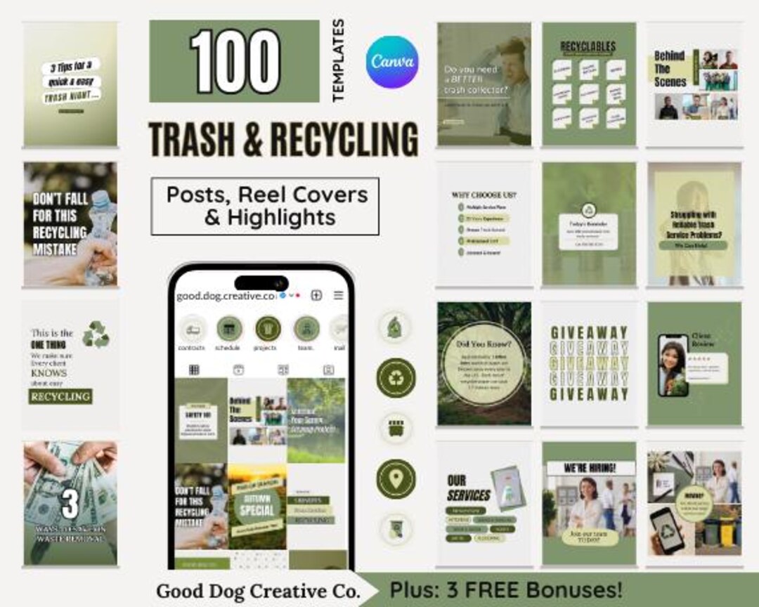 Waste Management Social Media Templates, Recycling & Garbage Removal ...