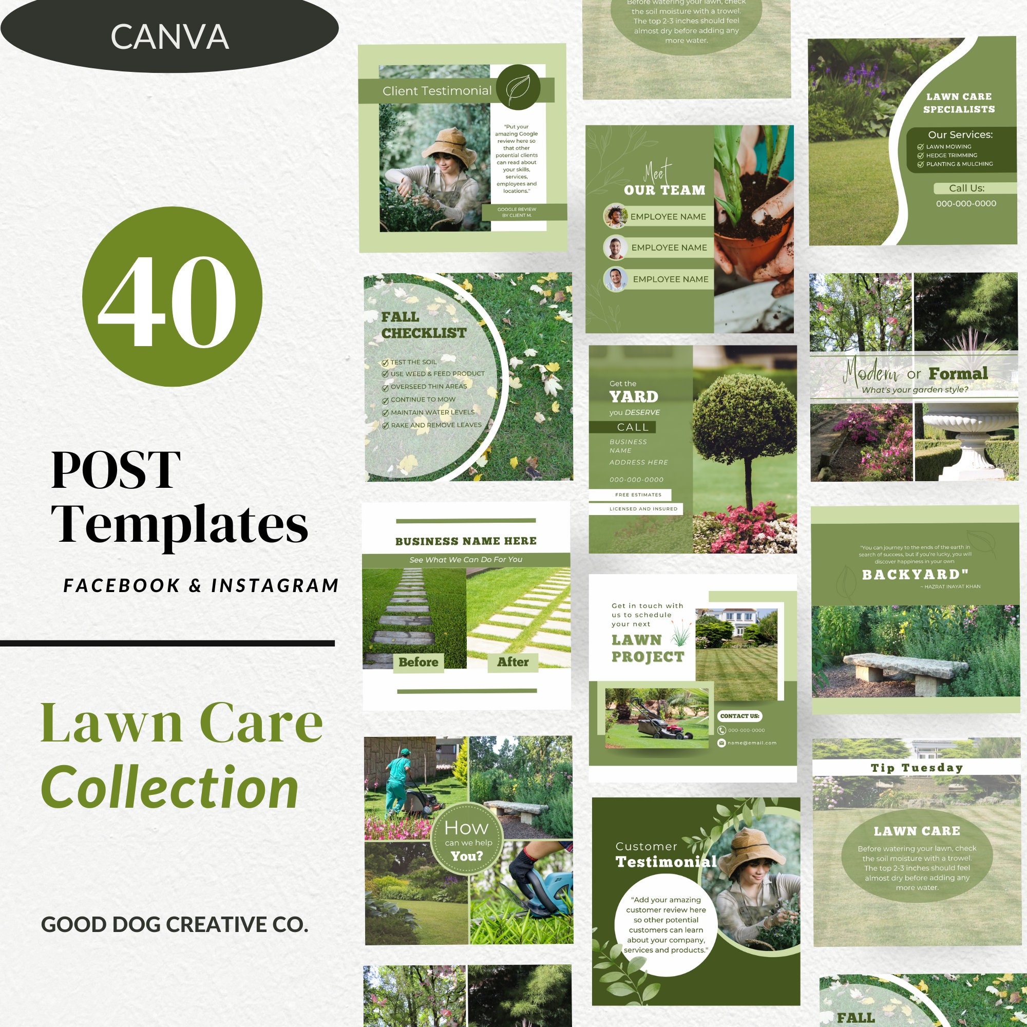 Lawn Care Social Media Templates, Gardener Facebook Post, Editable ...