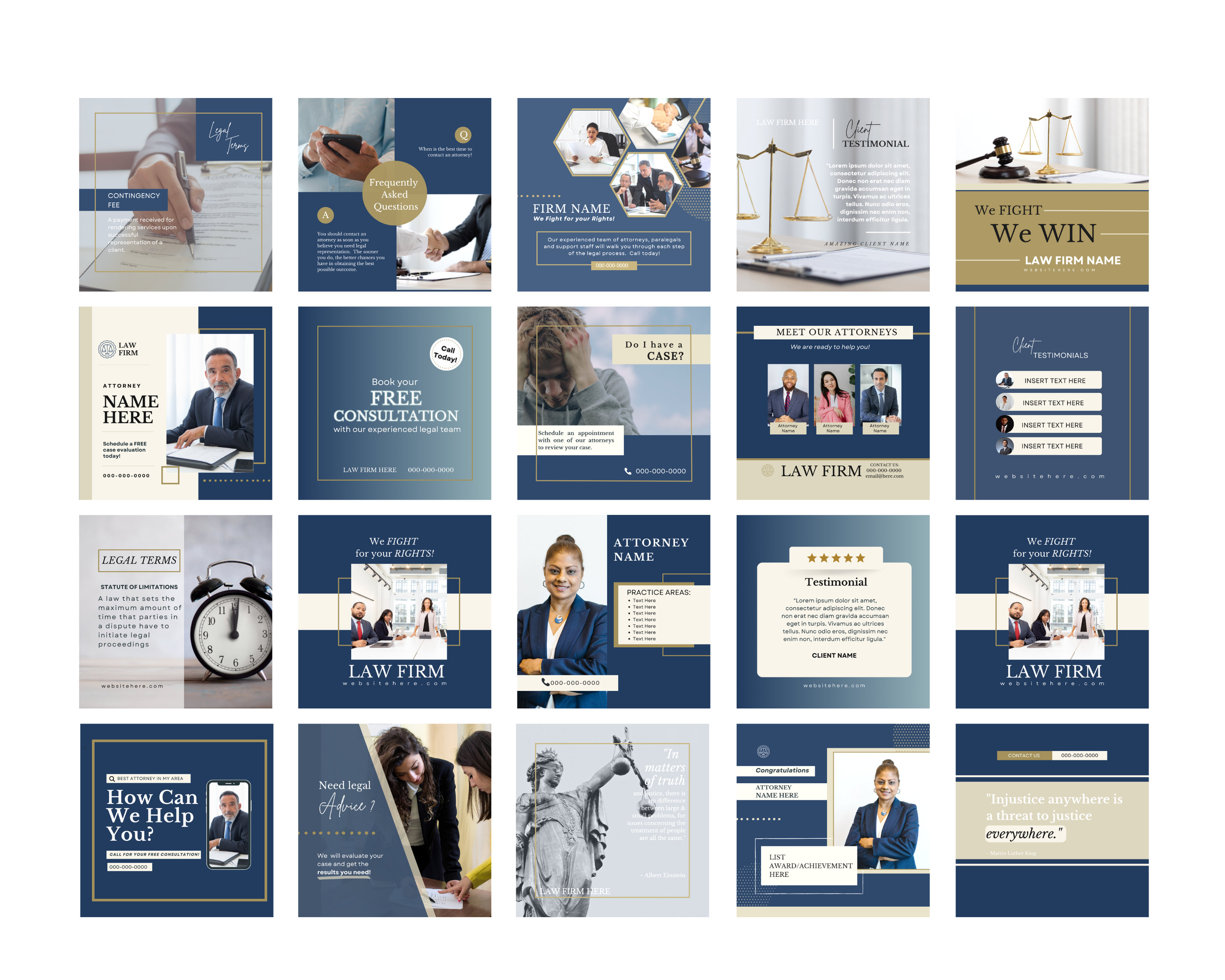 Law Firm Social Media Templates, Lawyer Facebook Post, Editable Canva ...