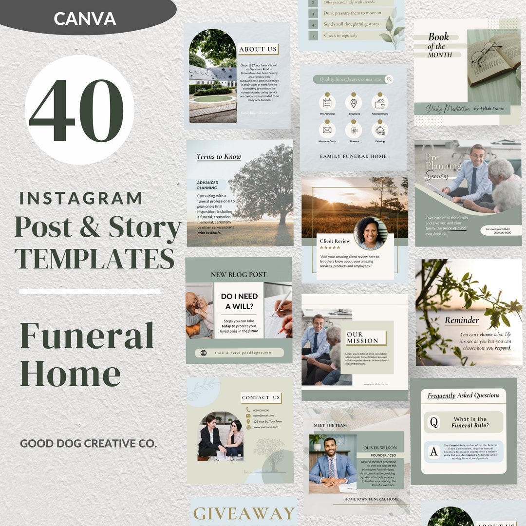 Funeral Home Instagram, Funeral Templates, Instagram Content Posts - Etsy