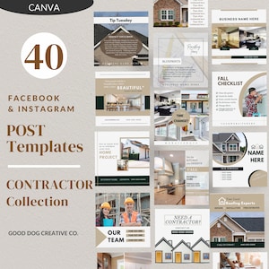 50 Construction Instagram Post Templates for Canva Contractor Instagram ...