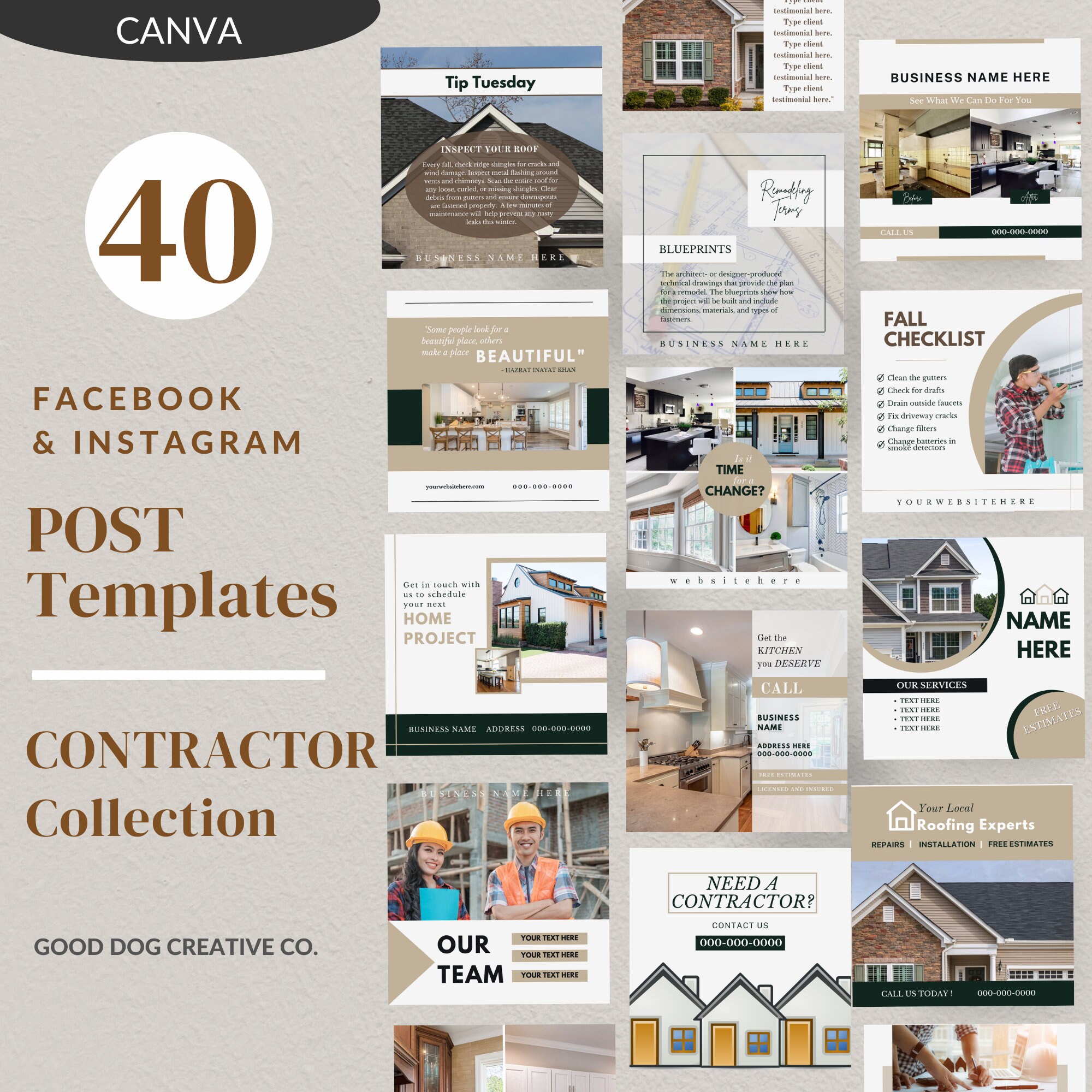 Contractor Social Media Posts - Etsy