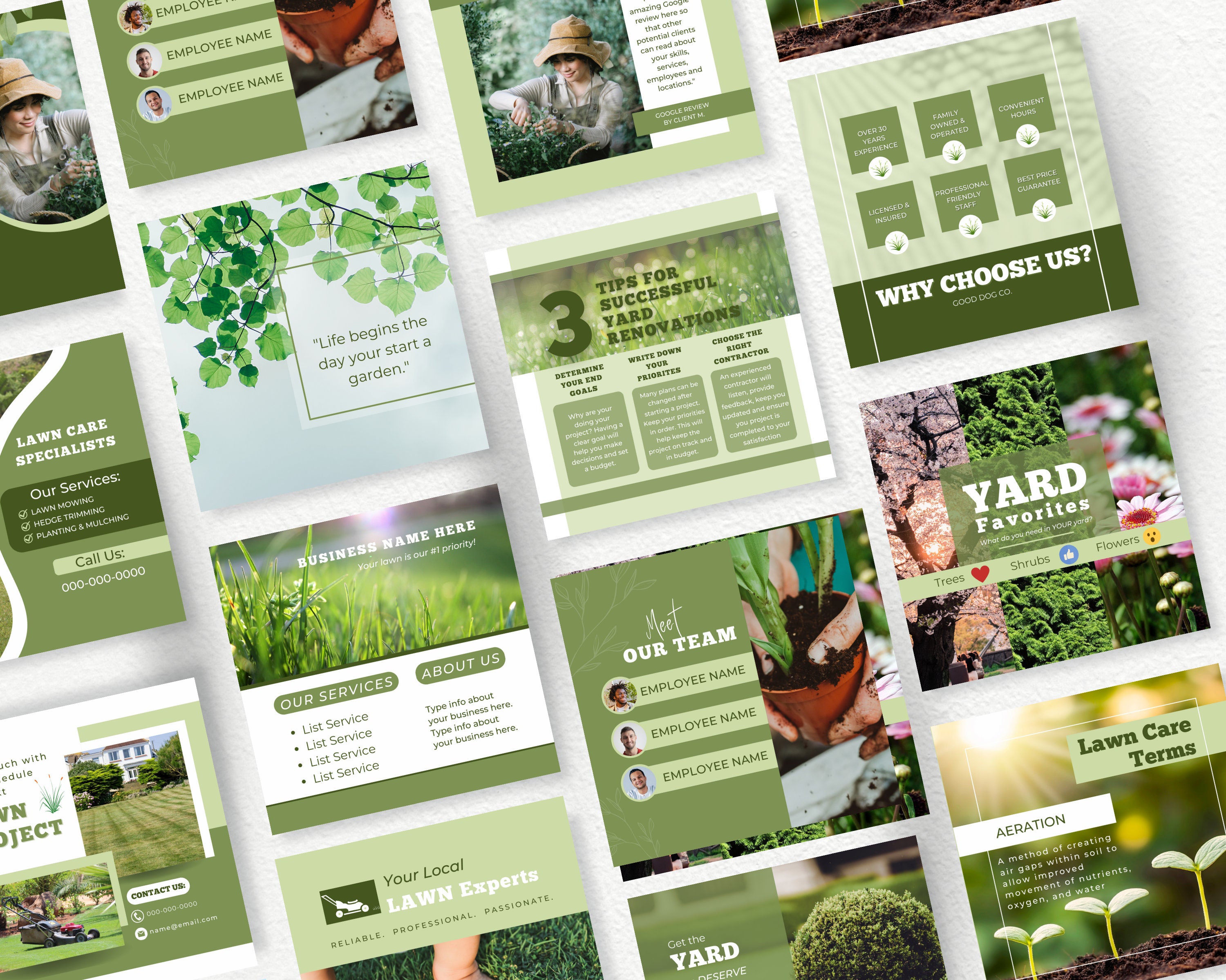 Lawn Care Social Media Templates, Gardener Facebook Post, Editable ...