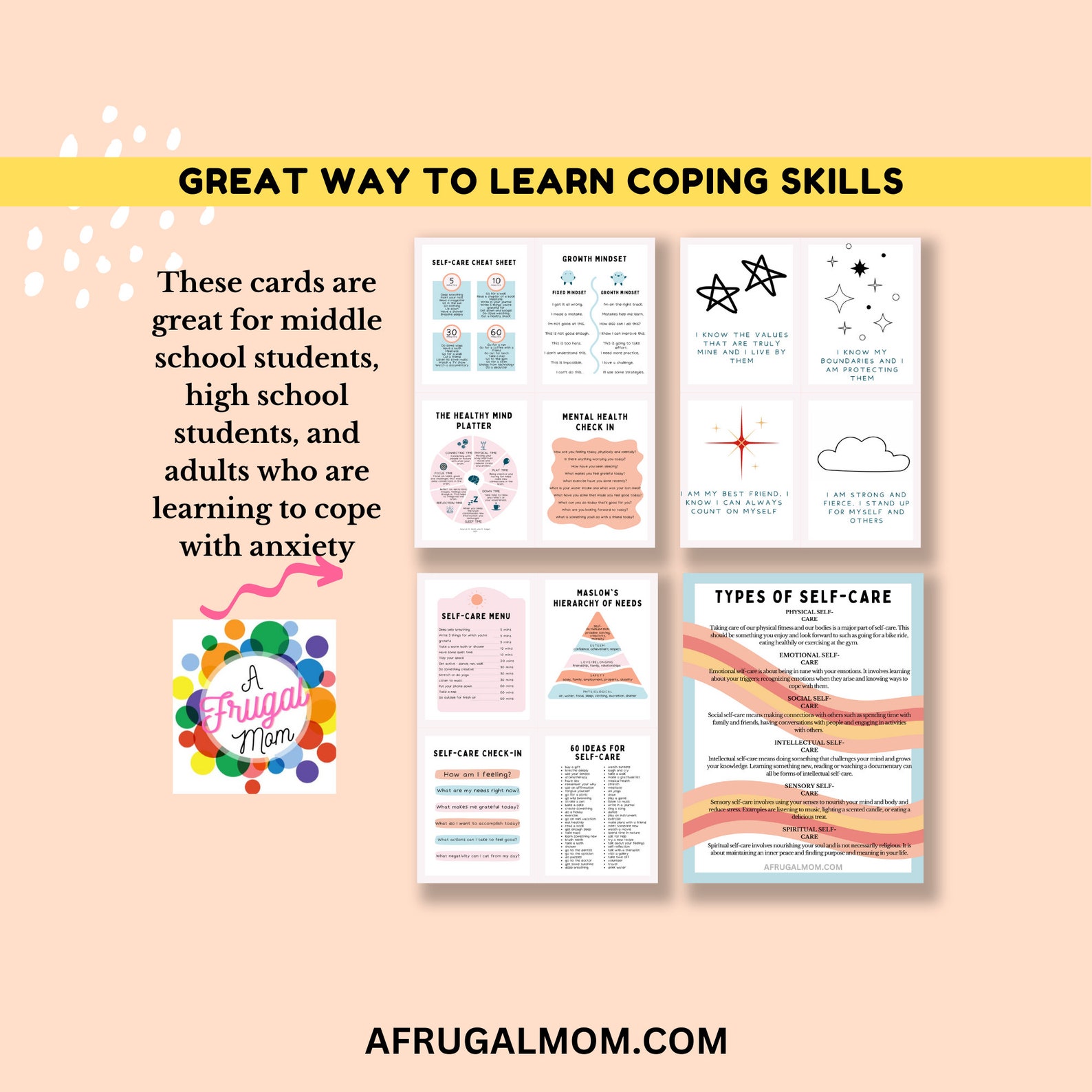 Anxiety Coping Skills Flashcards. Affirmation Cards Teach Coping Skills ...