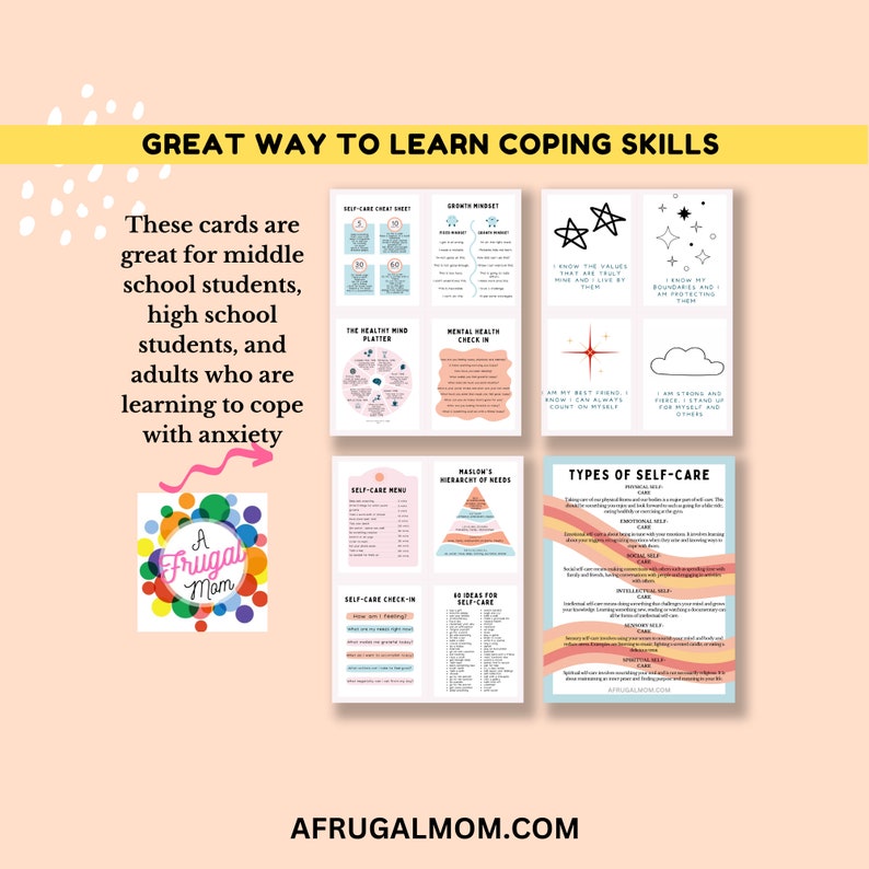 Anxiety Coping Skills Flashcards. Affirmation Cards Teach Coping Skills ...