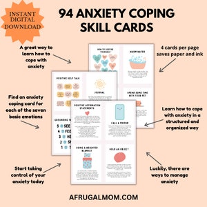 Anxiety Coping Skills Flashcards. Affirmation Cards Teach Coping Skills ...
