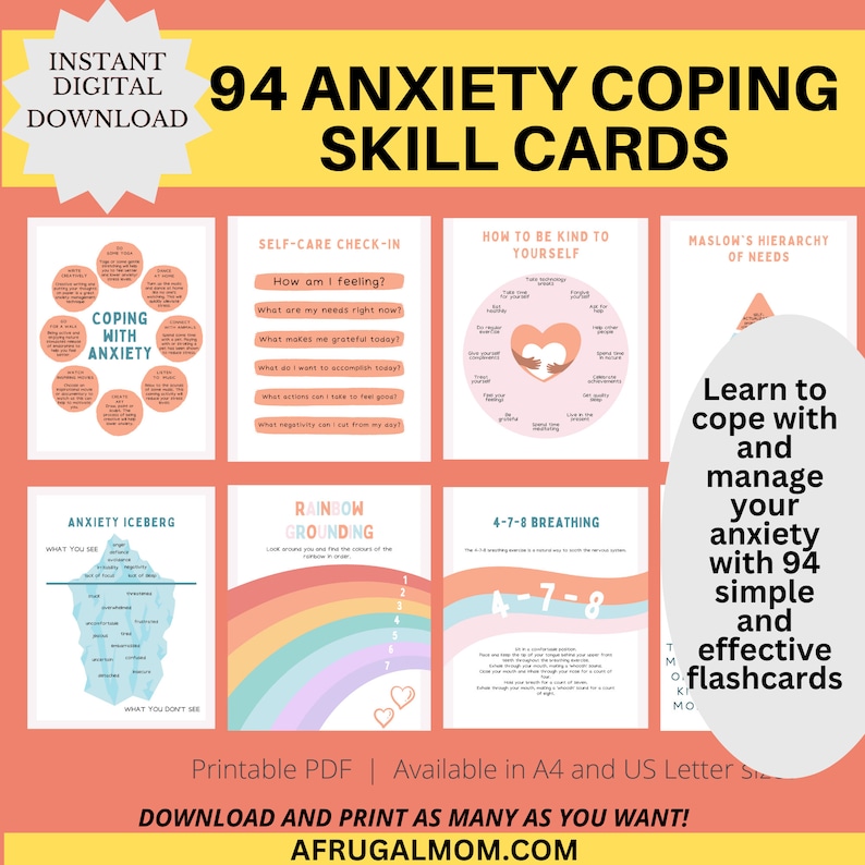 Anxiety Coping Skills Flashcards. Anxiety Relief Using Coping Strategy ...