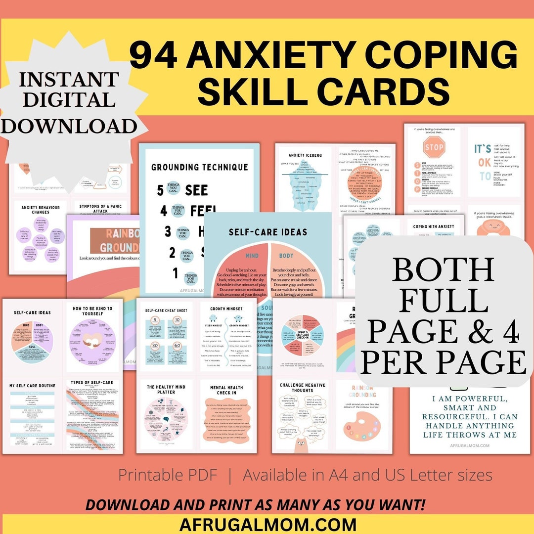 Anxiety Coping Skills Flashcards. Anxiety Relief Using Coping Strategy ...