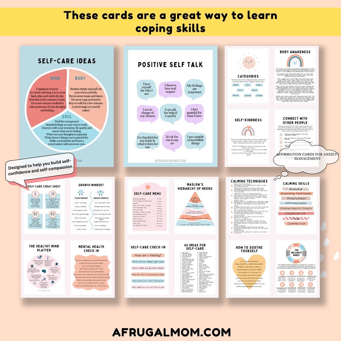 Anxiety Coping Skills Flashcards. Affirmation Cards Teach Coping Skills ...