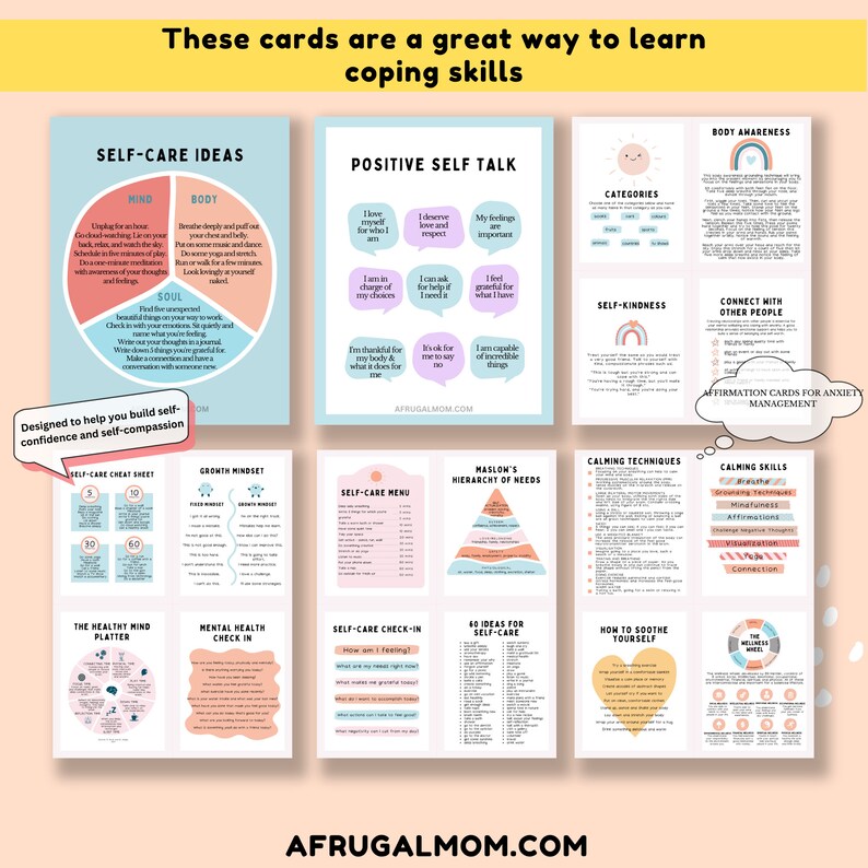Anxiety Coping Skills Flashcards. Affirmation Cards Teach Coping Skills ...