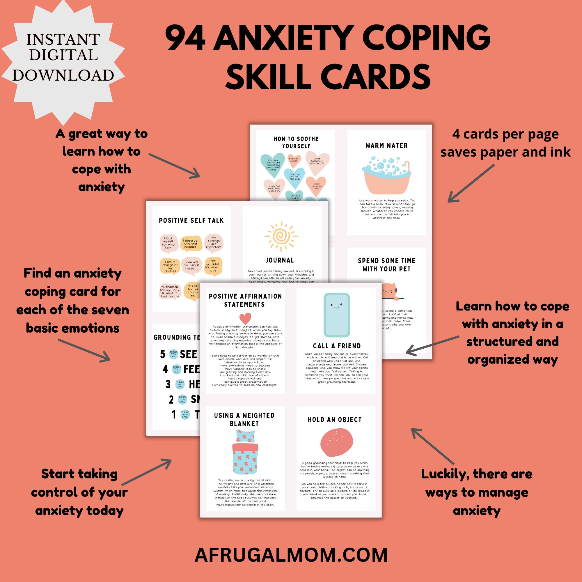 Anxiety Coping Skills Flashcards. Anxiety Relief Using Coping Strategy ...
