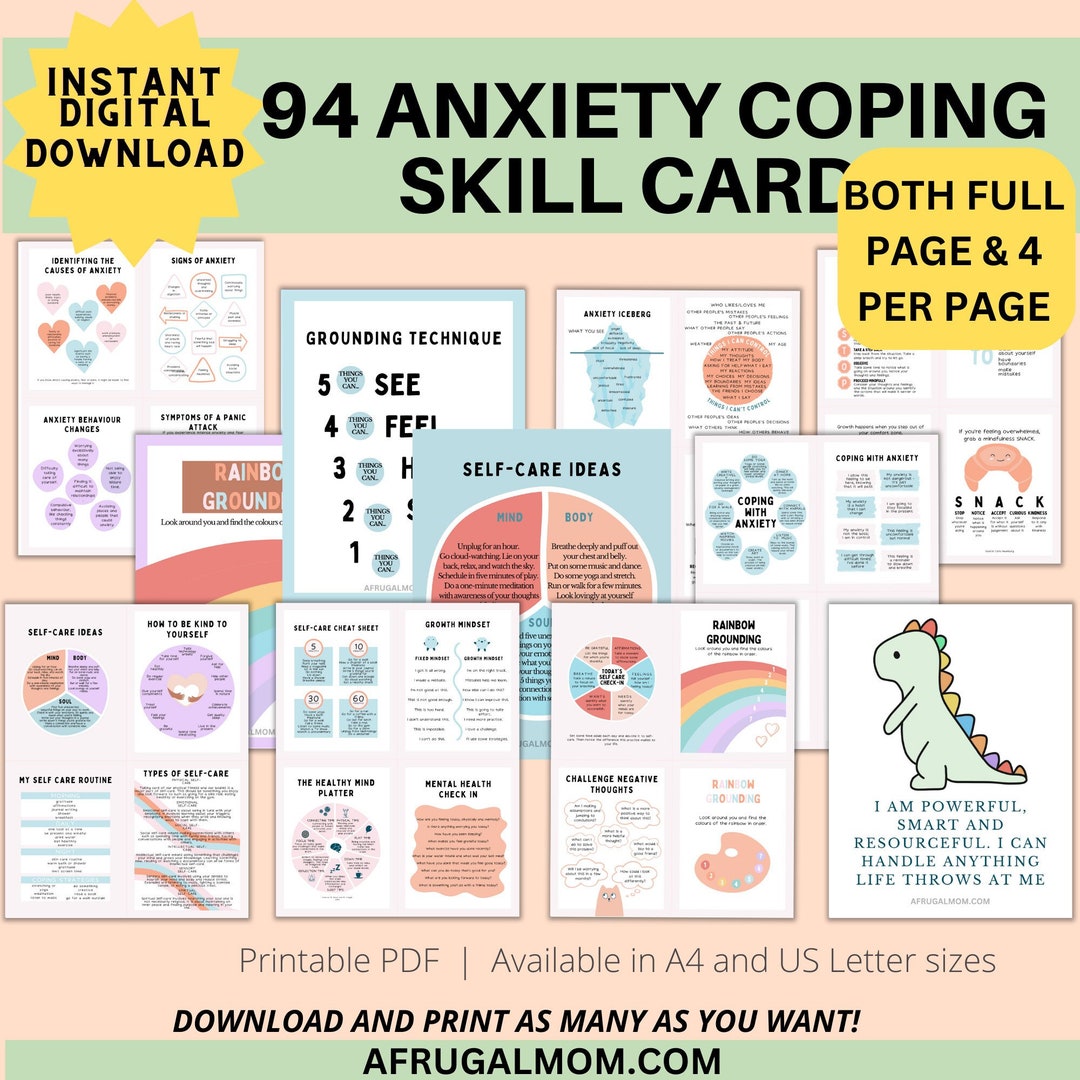 Anxiety Relief. Anxiety Coping Skill Flashcards Are Affirmation Cards ...