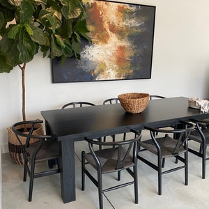 Solid Oak Dining Table Black - Etsy