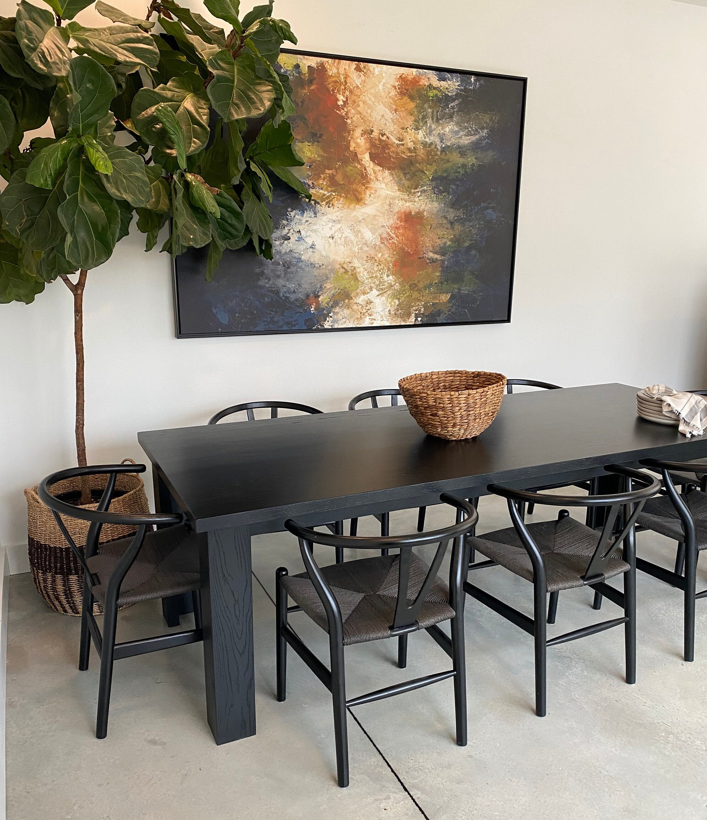 Solid Oak Dining Table Black - Etsy