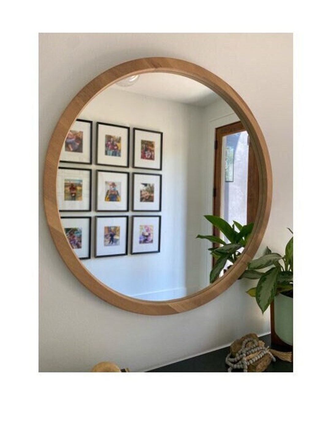 Round White Oak Framed Mirror - Etsy