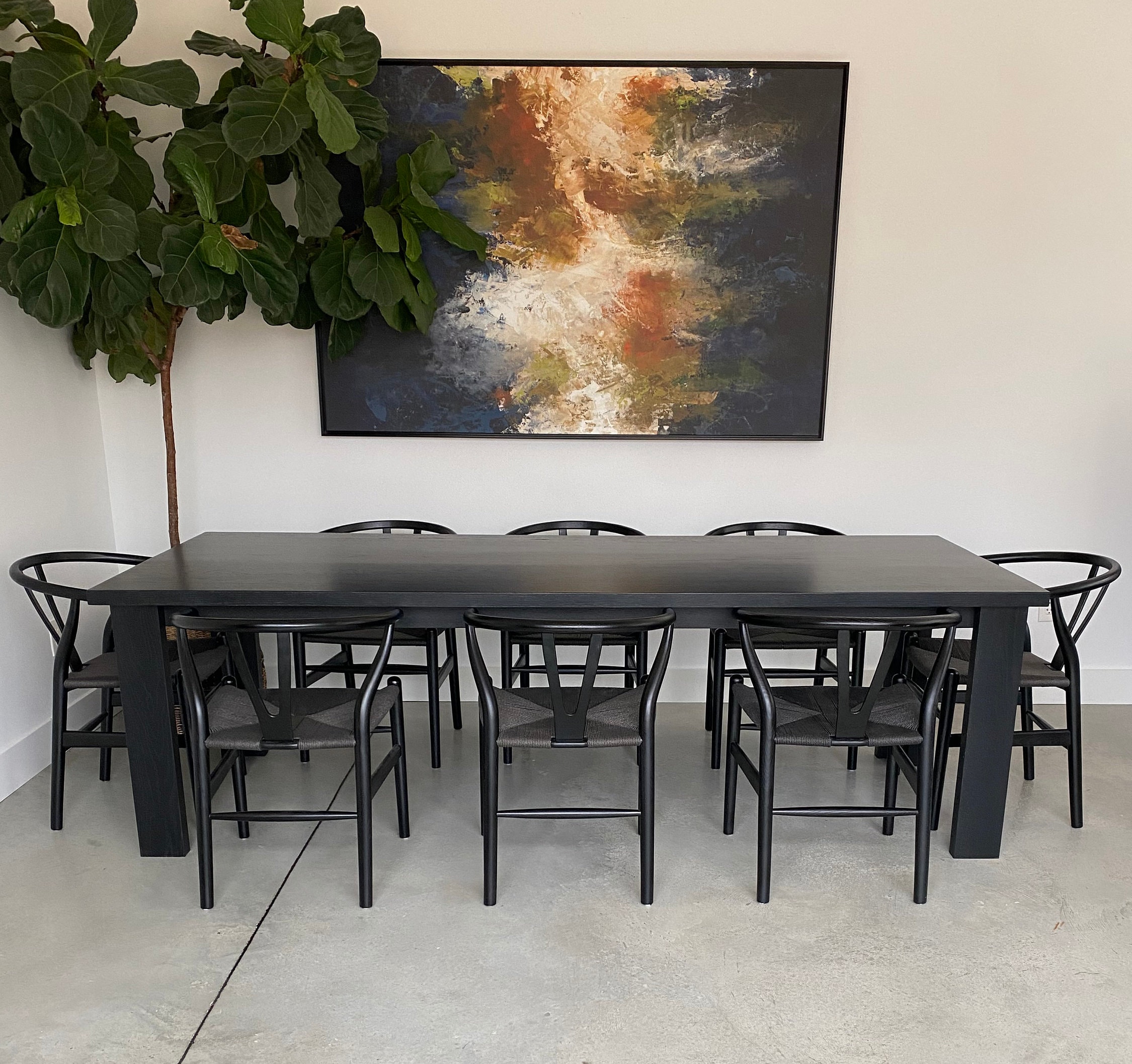 Solid Oak Dining Table Black - Etsy