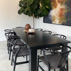 Solid Oak Dining Table Black - Etsy