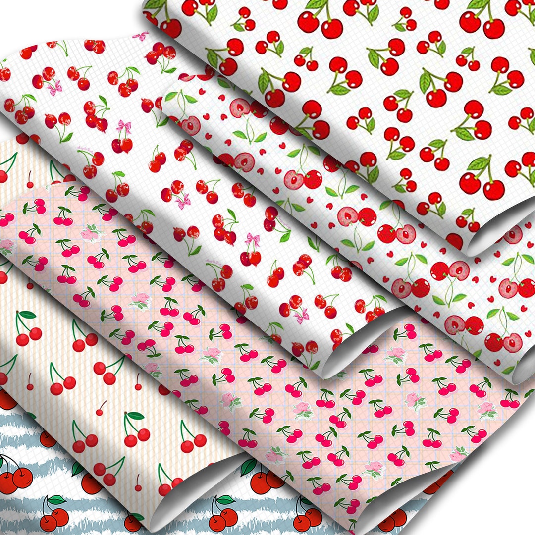 7.7x12.9 Inch Cherry Fruit Theme Faux Leather Sheets,earring/hair Bow ...
