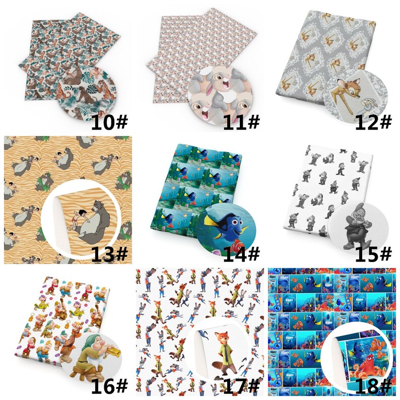 Cartoon Character Faux Leather Fabric Sheet, DIY Crafts (7.7x12.9 Inch ...