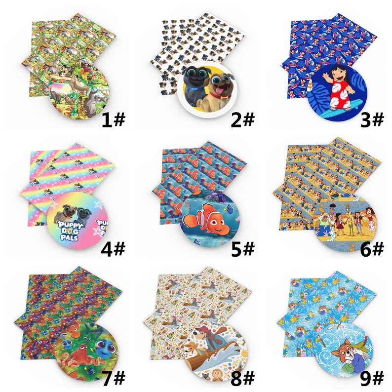 Cartoon Character Faux Leather Fabric Sheet, DIY Crafts (7.7x12.9 Inch ...