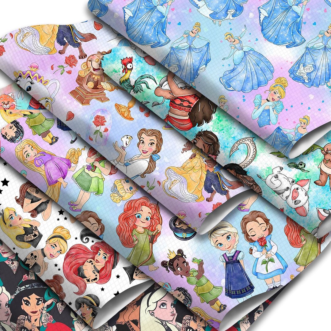 7.7x12.9 Inch Cartoon Princesses Faux Leather Sheets DIY Earring Hair ...